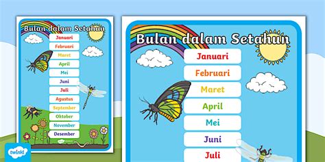 Poster Nama Nama Bulan Dalam Setahun Professor Feito