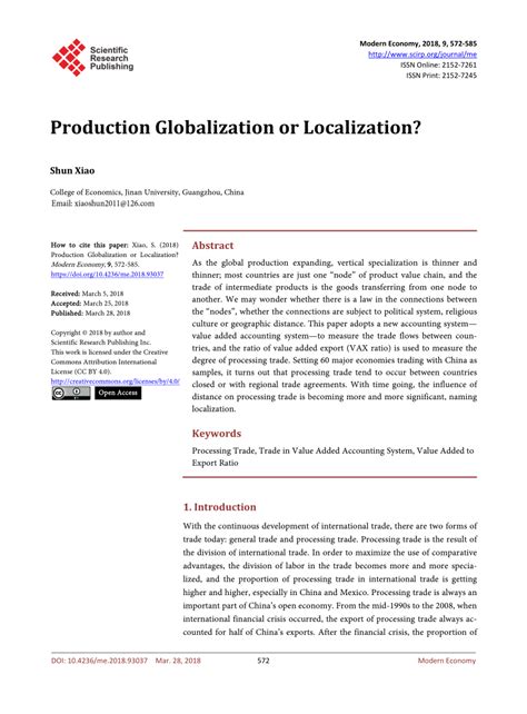 Pdf Production Globalization Or Localization