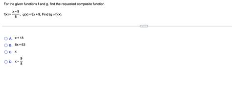 solved for the given functions f and g find the requested