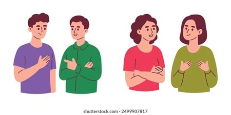 Woman Man Talking Two Women Having Stock Vector Royalty Free