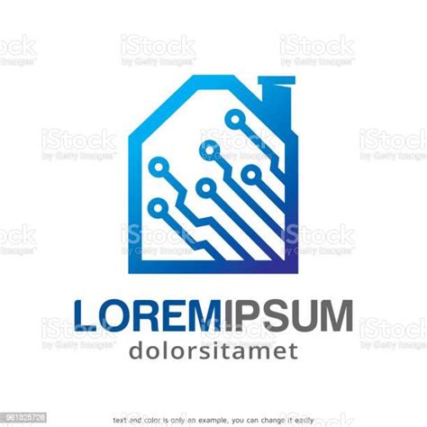 Vektor Desain Template Simbol Rumah Digital Lambang Konsep Desain