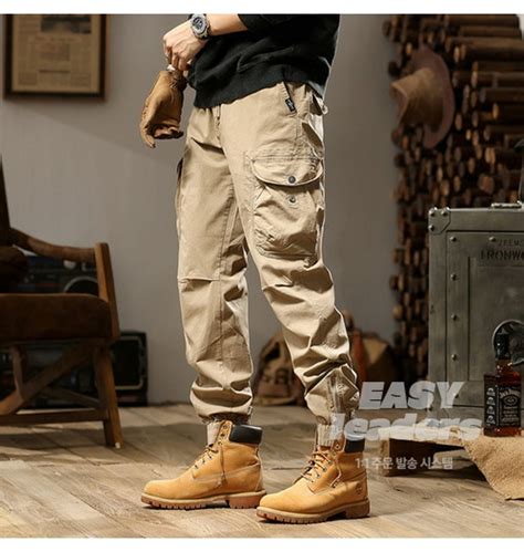 남자 봄 팬츠 와이드 빈티지 바지 조거 가을 카고 남성 일자 캐주얼 Ey3 티몬