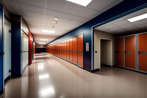 Premium Ai Image High School Hallway With Lockers Education Classroom