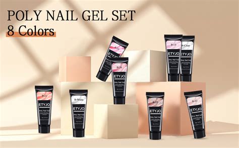Etyjo Poly Gel Nail Kit 8 Colours 15 Ml Poly Gel Nails Kit Clear Nude Pink Poly Nail Gel For