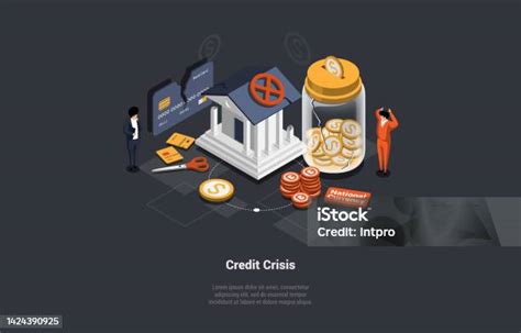 글로벌 세계 금융 신용 위기 개념 금리의 강제 인상 고객 지급 불능 경제 쇠퇴 몰락 인플레이션 평가 절하 Bnkruptcy 아이소메트릭 3d 벡터 일러스트 레이 션 국가