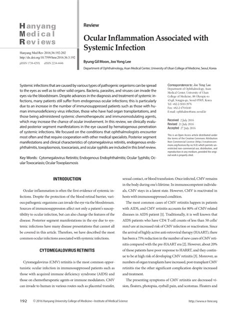 Pdf Ocular Inflammation Associated With Systemic Infection