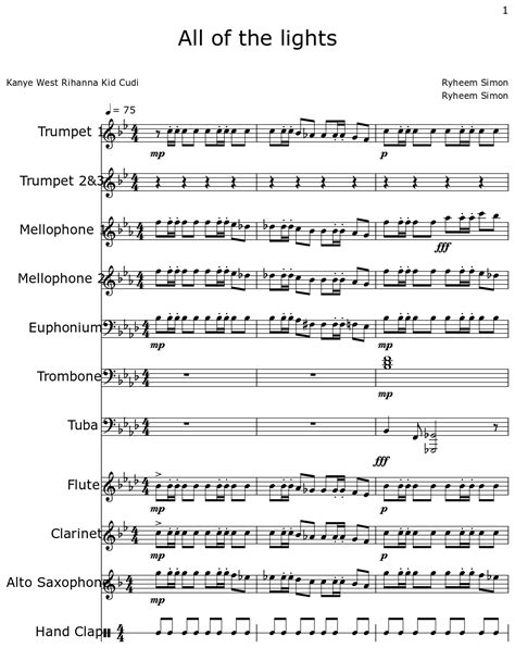 All Of The Lights Sheet Music For Trumpet Horn In F Euphonium