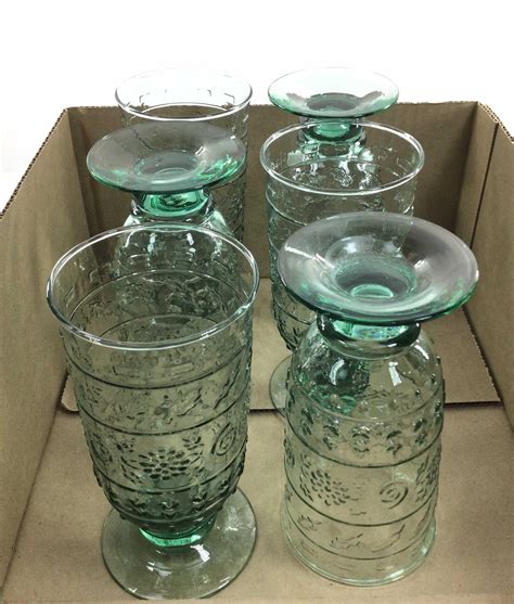 Lot 16pc Pressed Glass Tumblers And Stemware Glasses