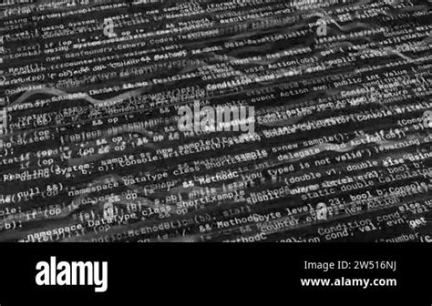 Black And White Background From Program Text Animation Program Solid