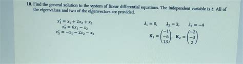 Solved 0 Find The General Solution To The System Of Linear