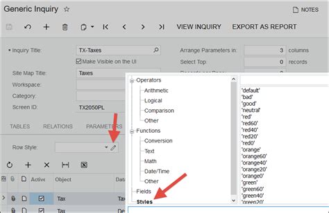 Highlighting Of Generic Inquiry Rows Or Columns In Data Table Widgets