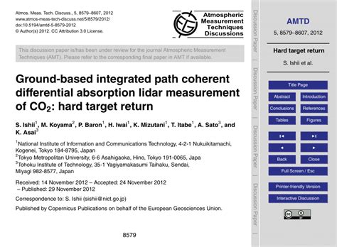 Pdf Ground Based Integrated Path Coherent Differential Absorption Lidar Measurement Of Co2