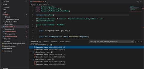 Loading ASP NET Razor Project Failed With Problems Expected Razor Csharp CS And