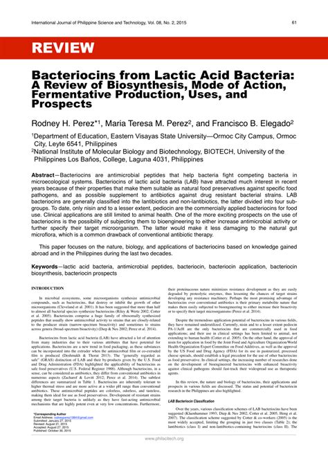 Pdf Bacteriocins From Lactic Acid Bacteria A Review Of Biosynthesis Mode Of Action
