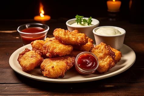 Premium Photo High Angle Of Fried Chicken Legs And Nuggets With Fizzy