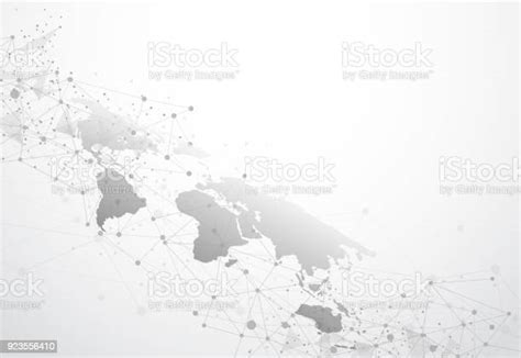 글로벌 네트워크 연결입니다 세계 지도 포인트와 라인 구성의 개념은 글로벌 비즈니스 벡터 일러스트 레이 션 3차원 형태에 대한