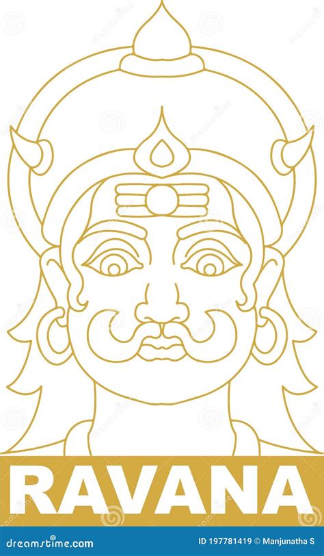 Sketch Of Ten Head Ravana Or Dashakanta Ravan Outline Editable Vector