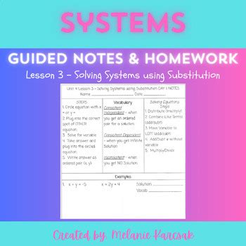 Lesson 3 Solving Systems By Substitution Systems Unit By Melanie