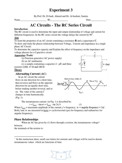 Experiment 3 Rc Pdf Electrical Impedance Capacitor