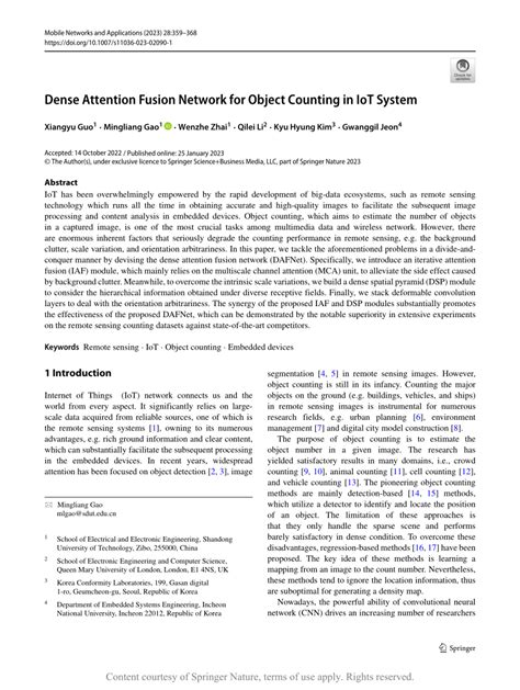 Dense Attention Fusion Network For Object Counting In Iot System