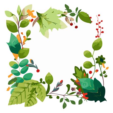 أوراق الحدود المتجه ملصق قصاصة فنية إطار أوراق و التوت كرتون ملصق