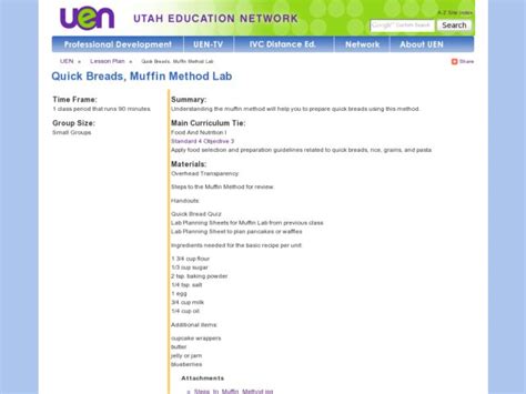 Quick Breads Muffin Method Lab Lesson Plan For 9th Grade Lesson Planet
