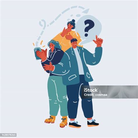 Ilustrasi Vektor Pria Dan Wanita Muda Berpikir Membingungkan Orang