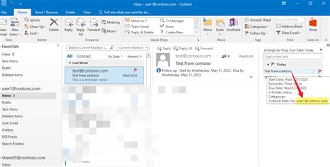 taskbar how do i get outlook to show me emails i have flagged from my