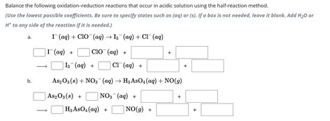 Solved Balance The Following Oxidation Reduction Reacti