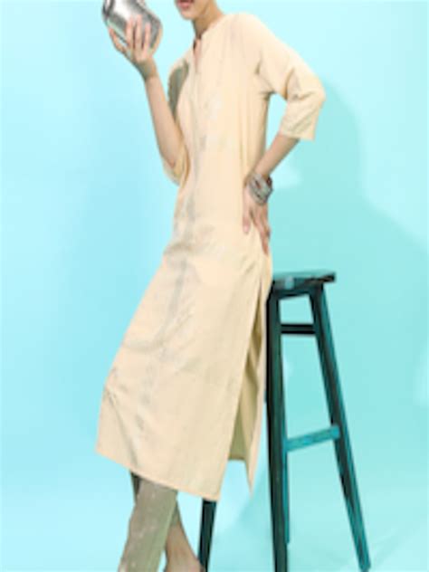 Buy Vishudh Women Beige Ethnic Motifs Printed Kurta Kurtas For Women