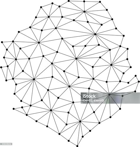 시에라 리온 지도 다각형 모자이크의 네트워크 광선 및 점 벡터 일러스트 레이 션 라인 0명에 대한 스톡 벡터 아트 및 기타
