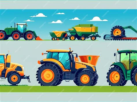 Premium Vector Vector Set Of Agricultural Vehicles And Farm Machines