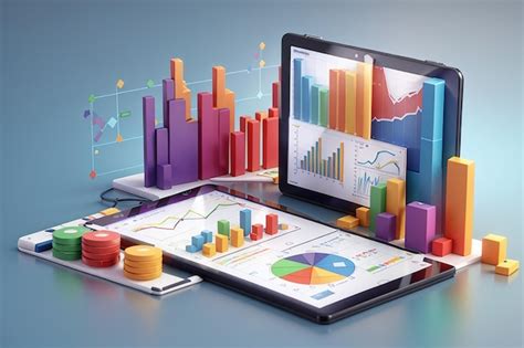 D Financial Report Chart Data Analysis And Web Development Concept