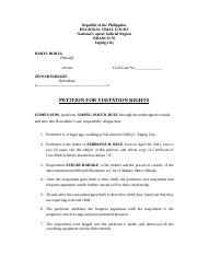 A PETITION FOR VISITATION RIGHTS Docx Republic Of The Philippines REGIONAL TRIAL COURT