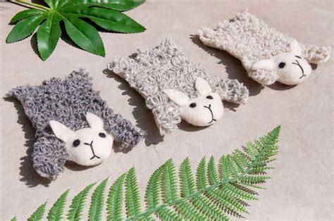 聖誕禮物 民族風森林系羊毛氈杯墊 動物 動物杯墊 綿羊吸水杯墊 Omhandmade｜杯墊人氣榜 Pinkoi