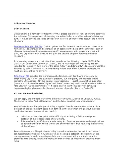 Utilitarian Theories Download Free Pdf Utilitarianism Pleasure