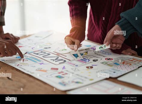 Close Up Ux Developer And Ui Designer Brainstorming Interface Wireframe Designcreative Digital