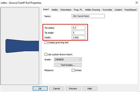 Material Left On The Sides Of Groove When Using A Custom Insert In