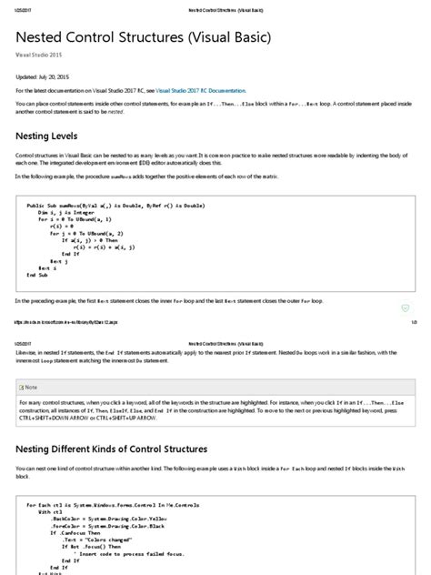Nested Control Structures Visual Basic Pdf Visual Basic Net