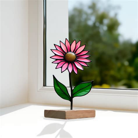 Stained Glass Pattern Aster Glass Ornament Flower Panel Glass Art