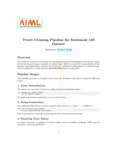Complete Text Preprocessing Pipeline For Cleaning 1 6 Million Tweets Pdf Thread Computing