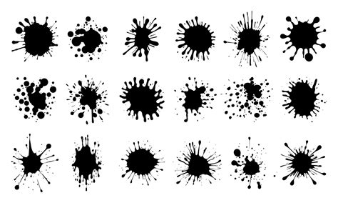 Ink Drops Ink Blot Spot And Splatter Black Liquid Paint Drip Splashes