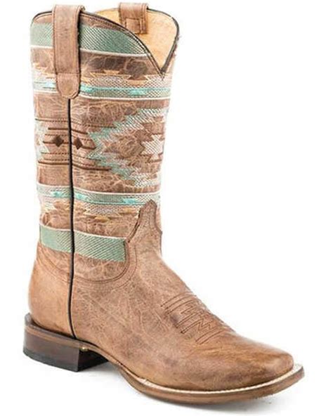 Roper Womens Mesa Western Boots Broad Square Toe Brown