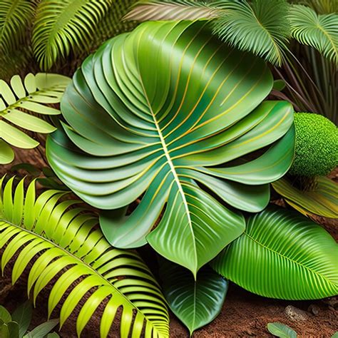 Premium Ai Image Green And Variegated Leaves Of Tropical Foliage Plant Bush With Various Types