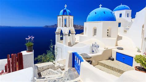 Download Blue Santorini Wallpaper | Wallpapers.com