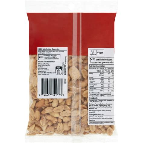 Woolworths Roasted Salted Peanuts Cashews Macadamia Nut Mix 400g