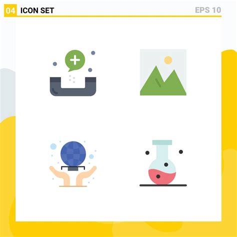 Stock Vector Icon Pack Of 4 Line Signs And Symbols For Call Photo Fitness Frame Globe Editable