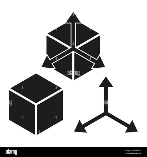 Set Of 3d Geometric Shape Icons Cube And Tetrahedron Figures Directional Axis Symbol Vector
