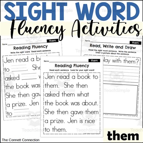 Sight Word Fluency Packet Them By Teach Simple