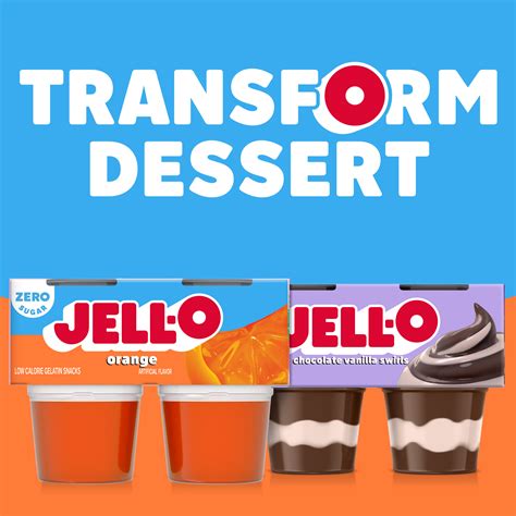 Jell O Orange Sugar Free Jello Cups Gelatin Snack 4 Ct Cups